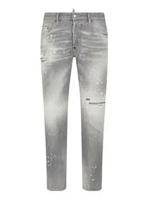 Dsquared2 Skater Jeans With Paint Splatter And Light Wash - Grey