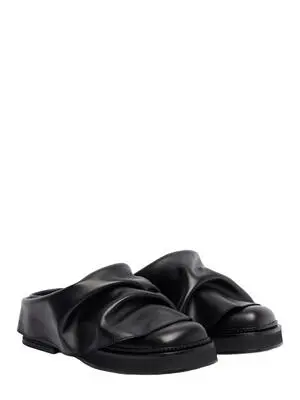 Attico Mini Robin Leather Mules - Black