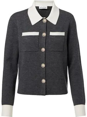 SELF-PORTRAIT Wool-blend Cardigan - Grey