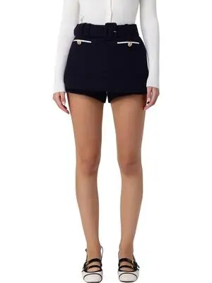 SELF-PORTRAIT Belted Shorts - Blue