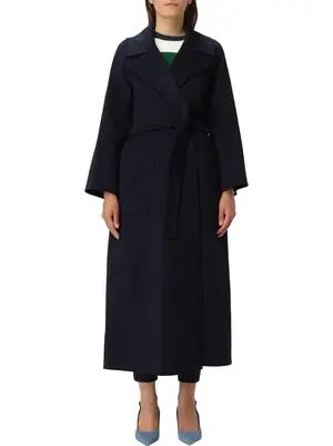 Max Mara S Max Mara Belted Wool Coat Blue
