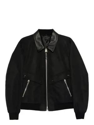 TOM FORD Leather Collar Bomber Jacket - Black