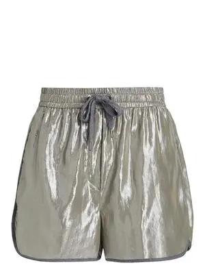Brunello Cucinelli Metallic Cotton Shorts - Mushroom