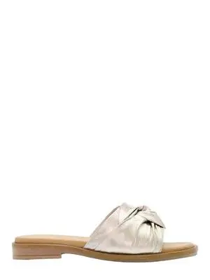 Ron White Knotted Leather Flat Sandals - Gold