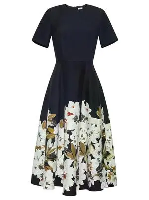 Adam Lippes Evangeline Floral Print Dress - Black