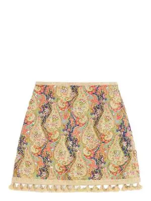 Valentino Garavani Embroidered Skirt With Paisley Voyage Imaginaire-print - Neutrals