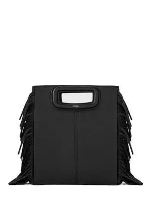 Maje Smooth Leather M Bag With Fringing - Black