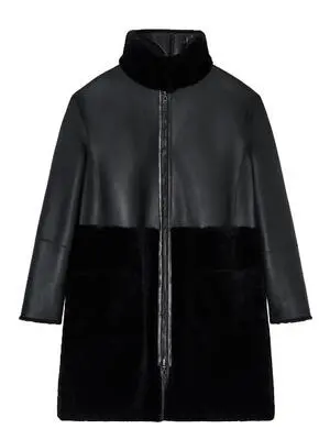 Emporio Armani Reversible Spanish Merino Shearling Lambskin Coat - Black