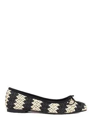MENINA STEP Patricia Raffia Ballerinas - Black
