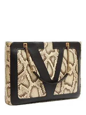 Valentino Garavani Viva Superstar Medium Python Shopping Bag - Black