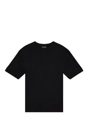 Emporio Armani Asv Jersey T-shirt With Vertical Jacquard Motif - Black