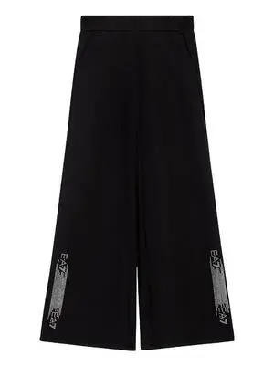 EA7 Logo Series Cotton-blend Wide-leg Trousers - Black
