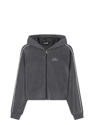 EA7 Precious Stretch-modal Interlock Zip-up Sweatshirt - Black / White / Pink / Gray