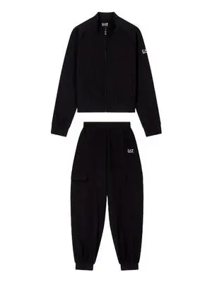 EA7 Stretch Cotton Tracksuit With Cargo Trousers - Black