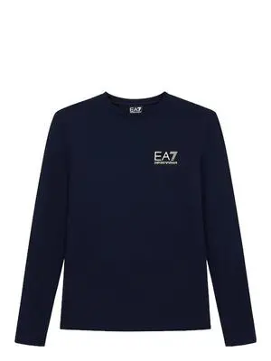 Emporio Armani Gold Label Viscose-blend Long-sleeved T-shirt - Navy