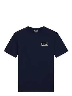Emporio Armani Gold Label Short-sleeved T-shirt In A Viscose Blend - Navy