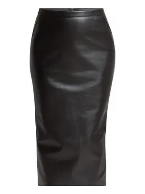 Givenchy Lambskin Leather Midi Pencil Skirt With Godet Back - Black