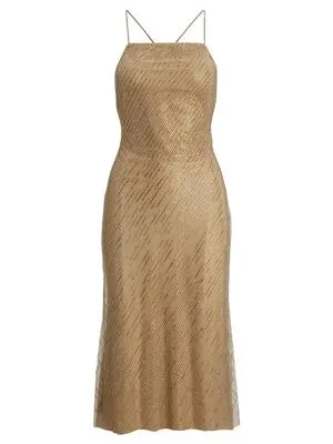 Ralph Lauren Tulle Donnely Midi Dress - Beige