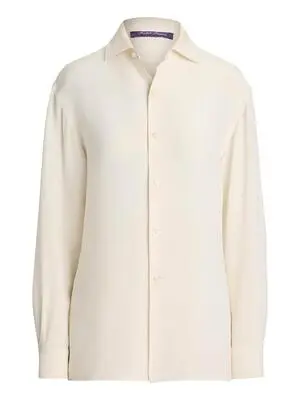 Ralph Lauren Silk Collared Blouse - Beige