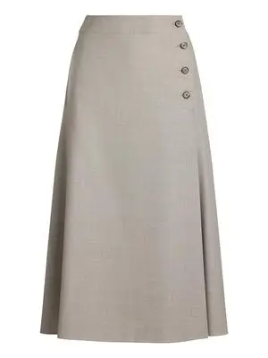 Ralph Lauren Wool Dee Midi Skirt - Grey