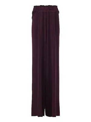 LEEM Frilled-waist Wide-leg High-rise Knitted Trousers - Purple