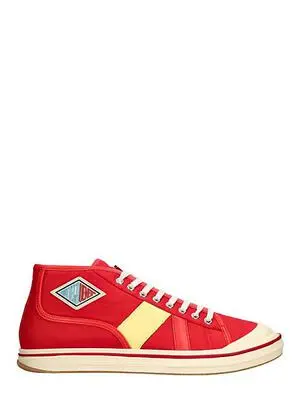 Bottega Veneta Eliot Canvas And Leather Mid-top Trainers - Red Comb