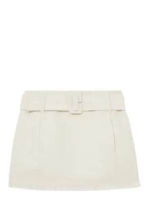 REISS Belted Textured Mini Skirt - White