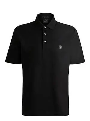 BOSS Logo-embroidered Short-sleeve Cotton Polo - Black