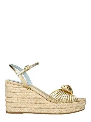 Valentino Garavani Royal Wedge Leather Wedge Sandals - Gold