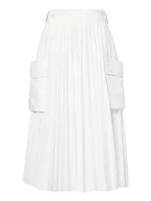 Sacai Pleated Wrap-front Woven Midi Skirt - Off White