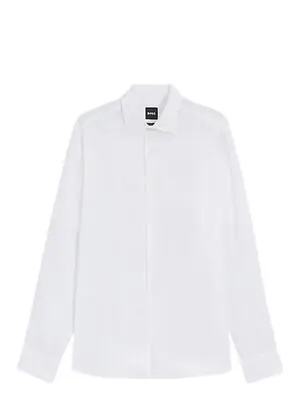 BOSS Beckham X Regular-fit Button-down Linen Shirt - White