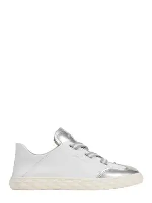 JIMMY CHOO Diamond Light Flex F Metallic Nappa Leather Trainers - Silver/white