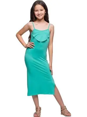 24SEVENKID Ruffle Spaghetti Strap Maxi Dress - Mint