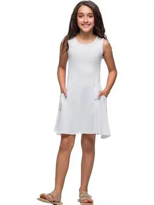 24SEVENKID Sleeveless Pocket Swing Dress - White