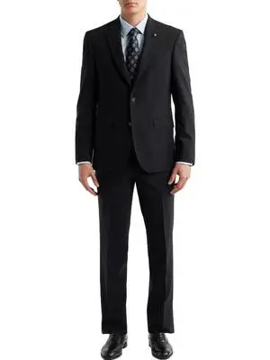 JACK VICTOR Stacie Trim Fit Solid Wool Suit - Black