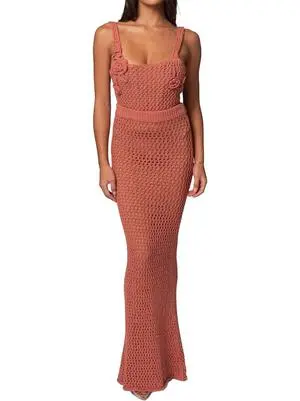 JLUXLABEL Crochet Maxi Skirt - Orange