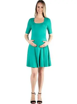24SEVEN COMFORT APPAREL Maternity A-line Knee-length Dress - Jade
