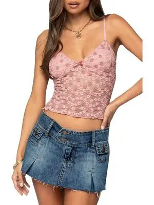 EDIKTED Floral Lace Semisheer Camisole - Pink