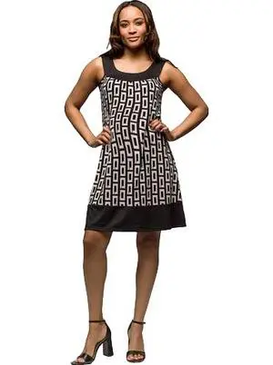 24SEVEN COMFORT APPAREL Sleeveless Knee Length Maternity Dress - Black Multi