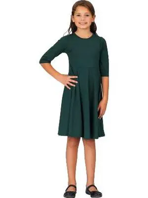 24SEVENKID Knee Length Fit And Flare Dress - Hunter
