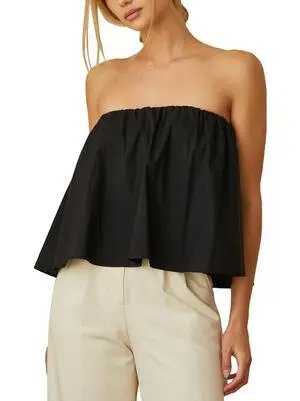 CRESCENT Poplin Tube Top Black
