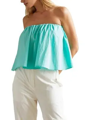 CRESCENT Poplin Tube Top - Ocean