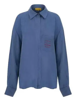 JE TE VEUX Linen Ocean Shirt - Blue