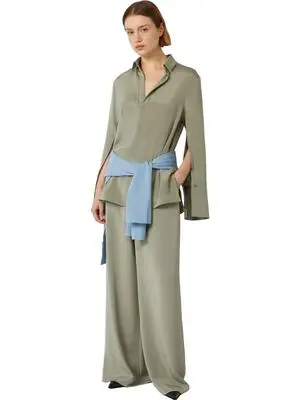 Max Mara Stretch Silk Cady Blouse - Sage Green