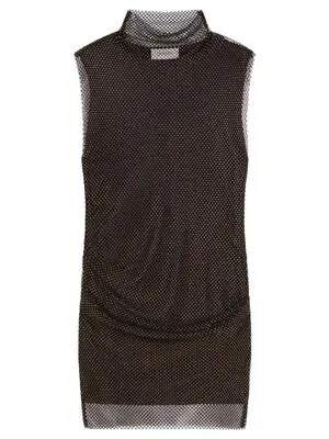 Max Mara Sleeveless Mesh Dress With Rhinestones - Black