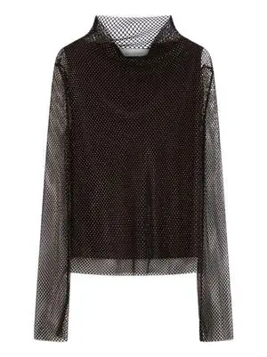 Max Mara Mesh T-shirt With Rhinestones - Black