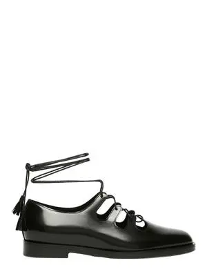 Max Mara Shiny Leather Lace-up Shoes - Black