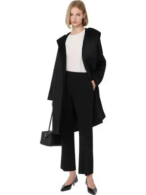 Max Mara Hooded Double-faced Wool Wrap Coat - Black