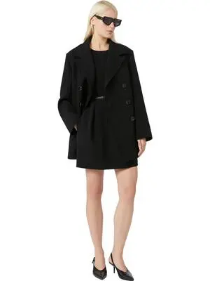 Max Mara Double-breasted Cady Pea Coat - Black