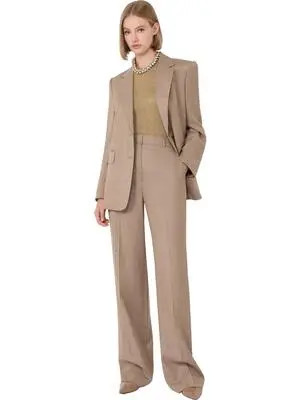 Max Mara Batavia Wool-blend Straight Leg Trousers - Hazelnut Brown